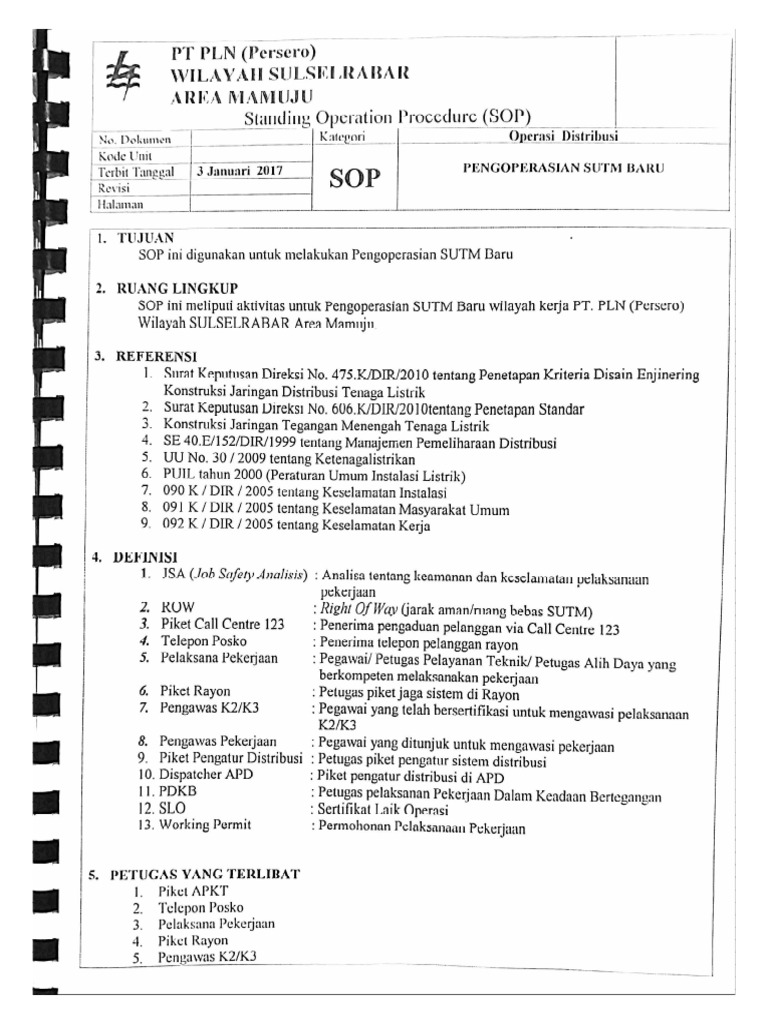 SOP Pengoperasian SUTM | PDF