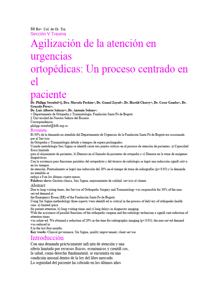 Caso Seis Sigma Santa Fe | PDF | Cirugía | Especialidades Quirúrgicas