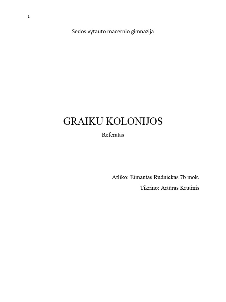 0 - Referatas Graiku Kolonijos | PDF