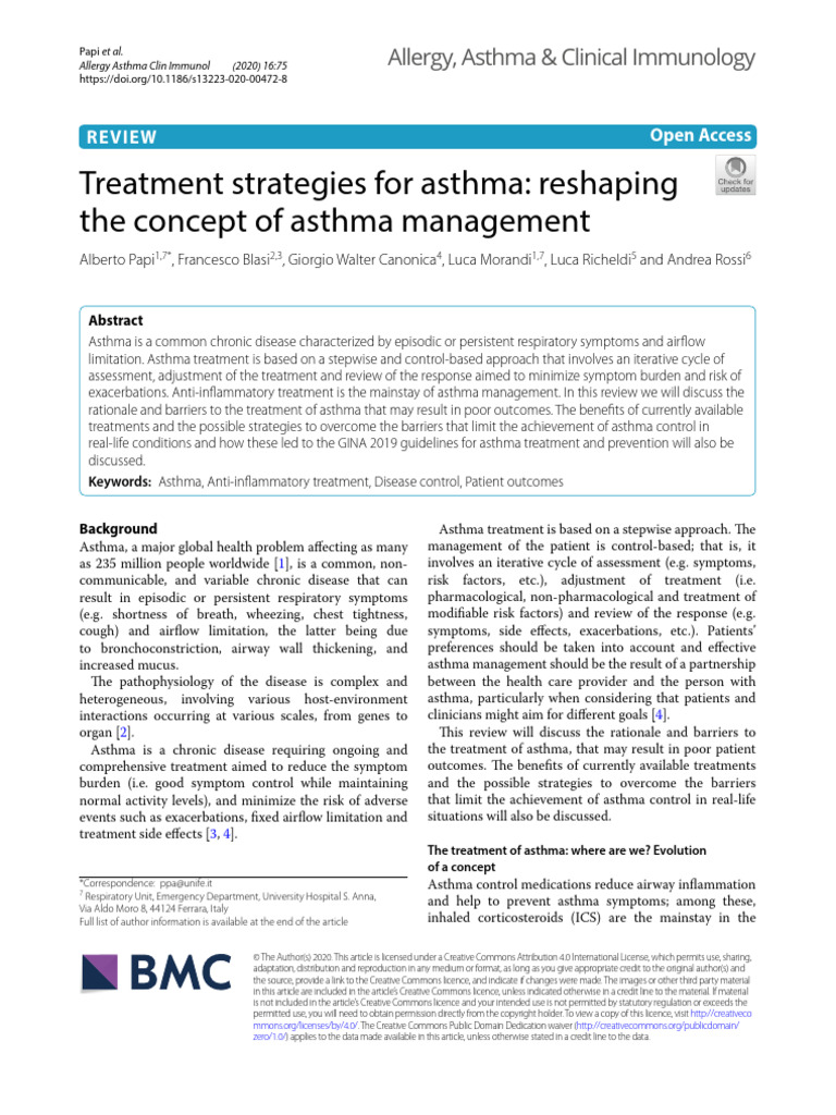 Treatment Strategies For Asthma: Reshaping The Concept of Asthma Management | PDF | Asthma ...