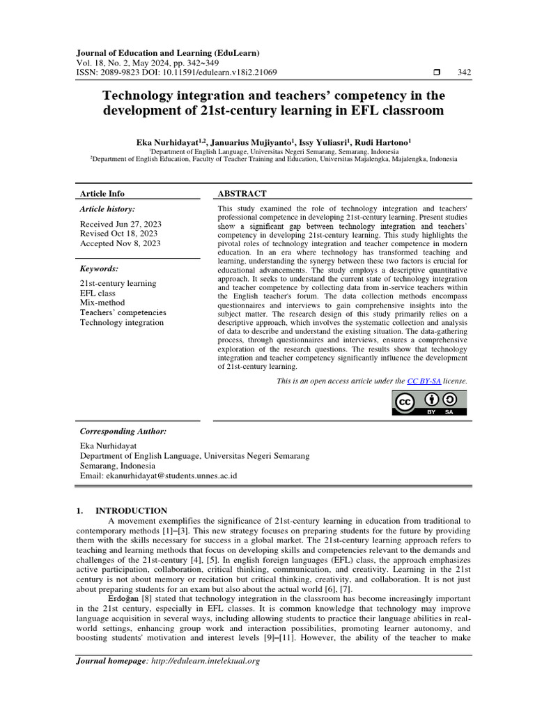 Technology Integration in EFL Learning | PDF | English As A Second Or ...