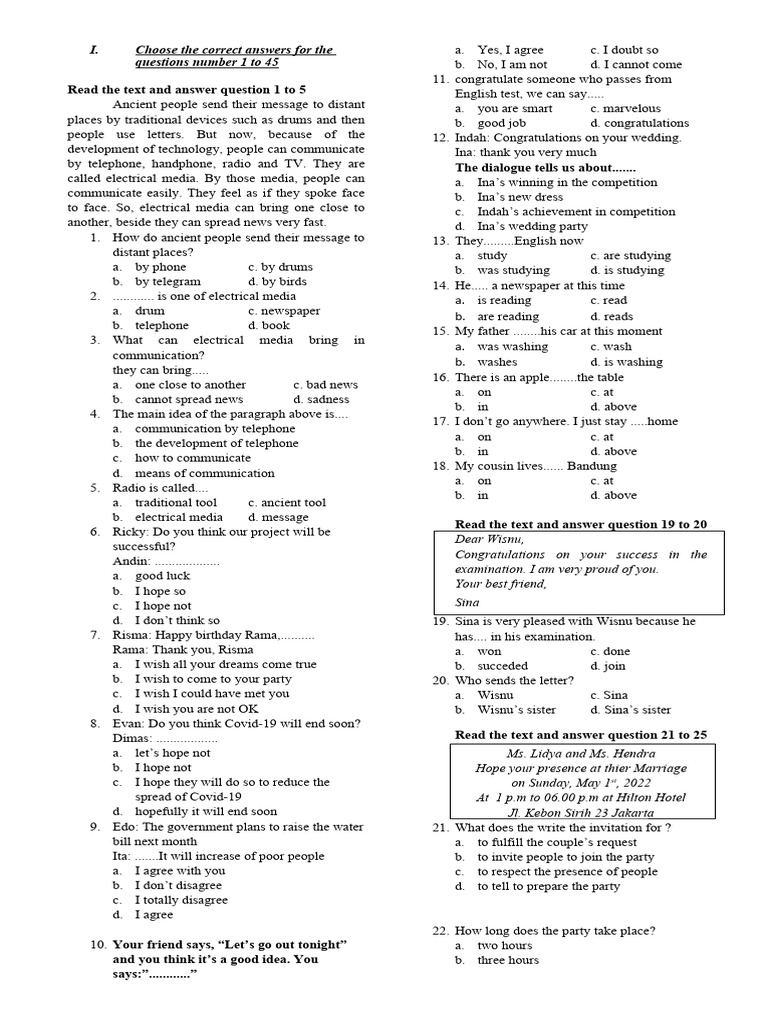 Soal Uas English KLS 9 Tp. 2023-2024 | PDF