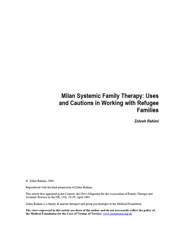Rahimi Milansystemicfamilytherapy | PDF | Psychotherapy | Family Therapy