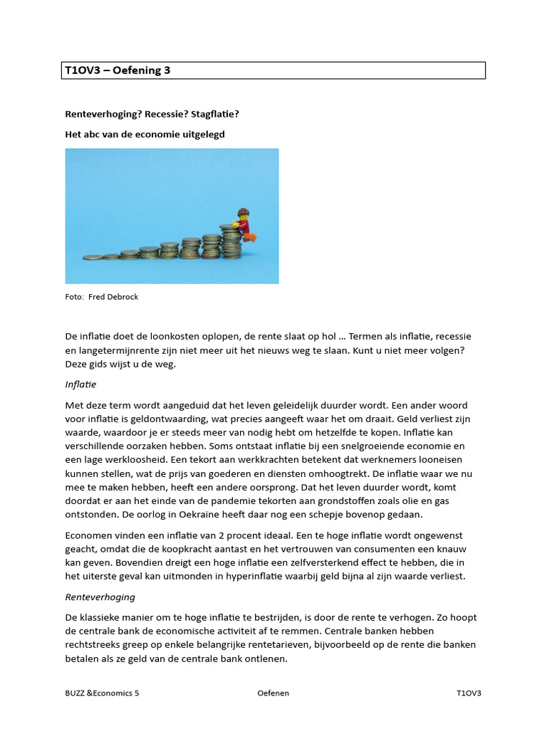T1OV3 Oefening 3 Artikel Renteverhoging Recessie Stagflatie | PDF