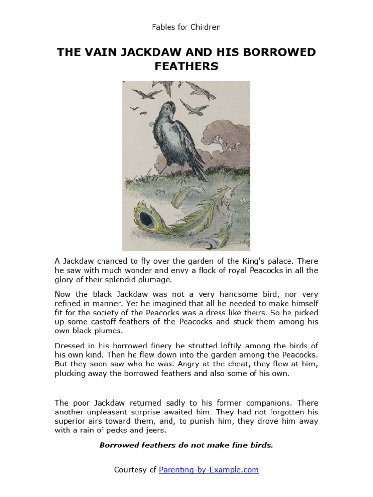 The Vain Jackdaw and His Borrowed Feathers | PDF