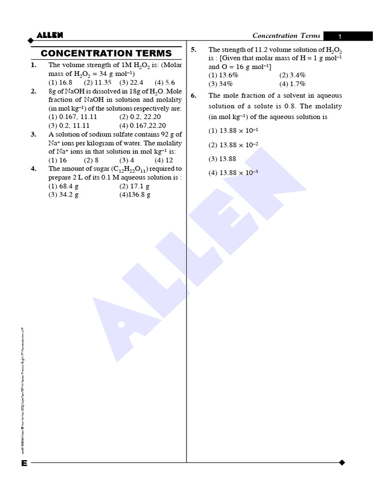 Concentration Terms | Download Free PDF | Concentration | Chemistry