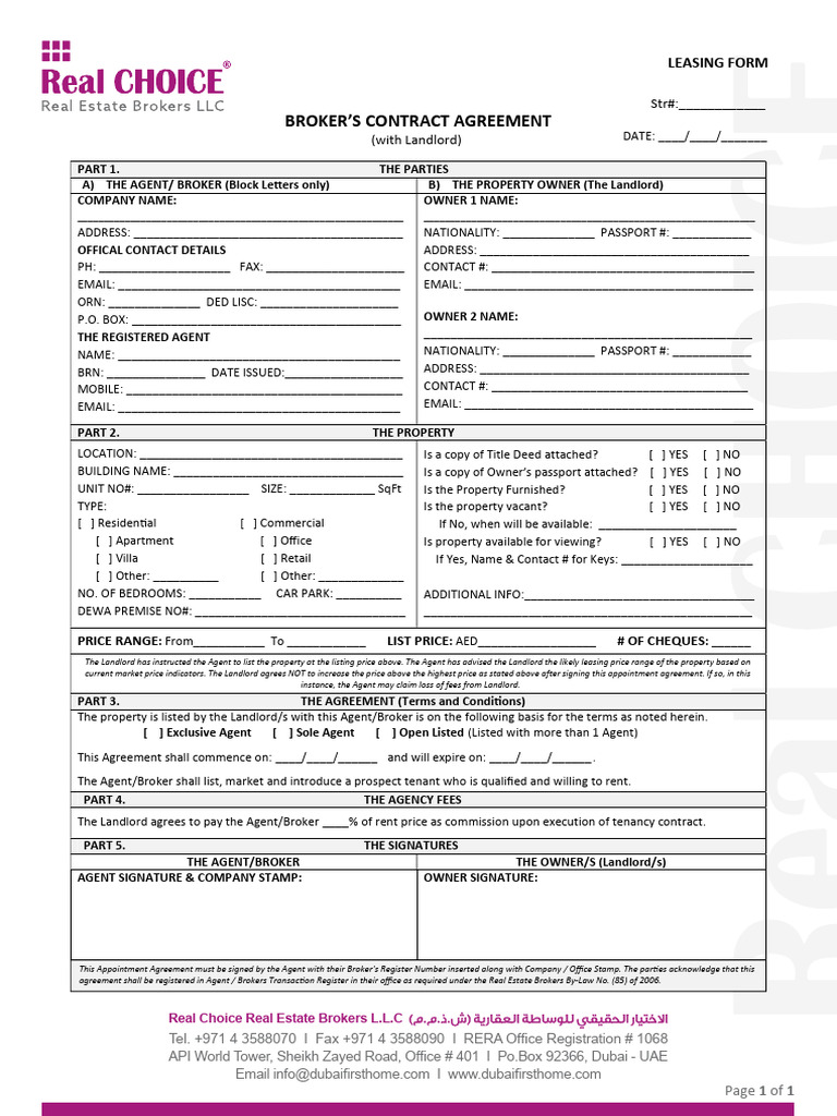 RCRE Leasing Form | Download Free PDF | Landlord | Leasehold Estate