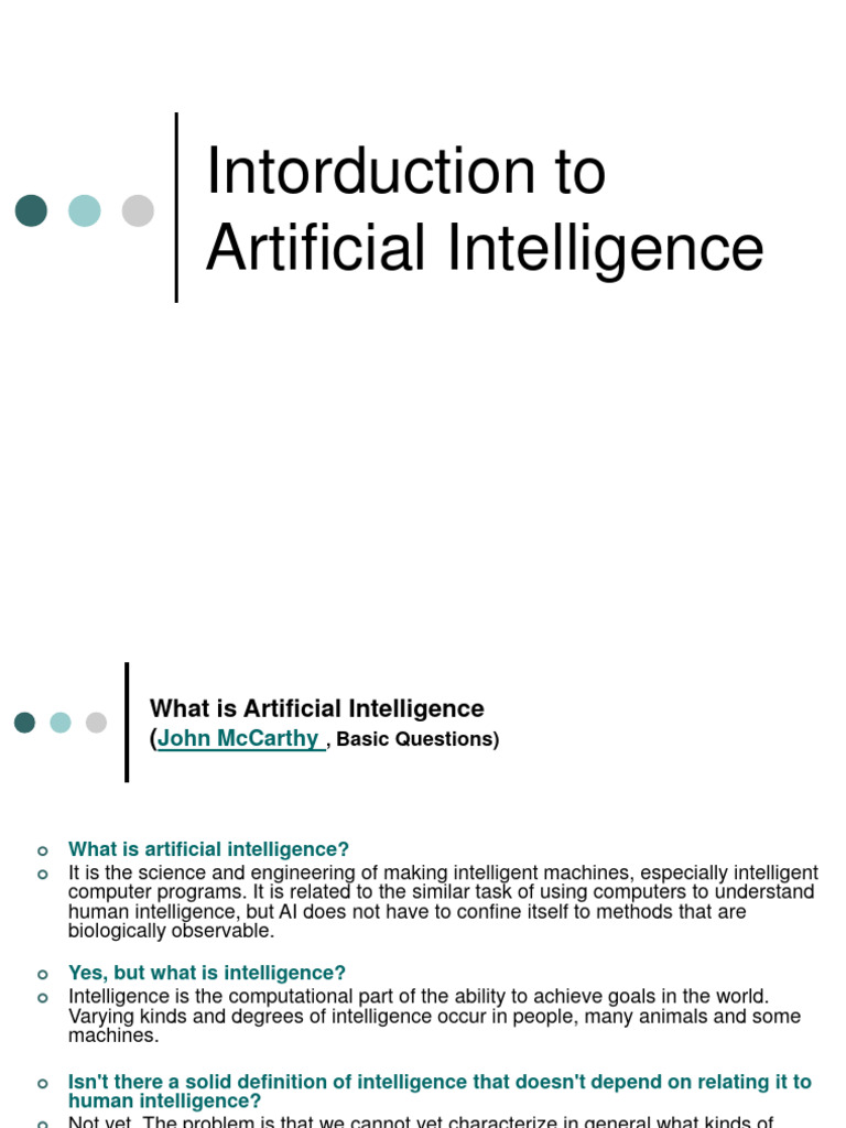 Intro Class | PDF | Artificial Intelligence | Intelligence (AI) & Semantics
