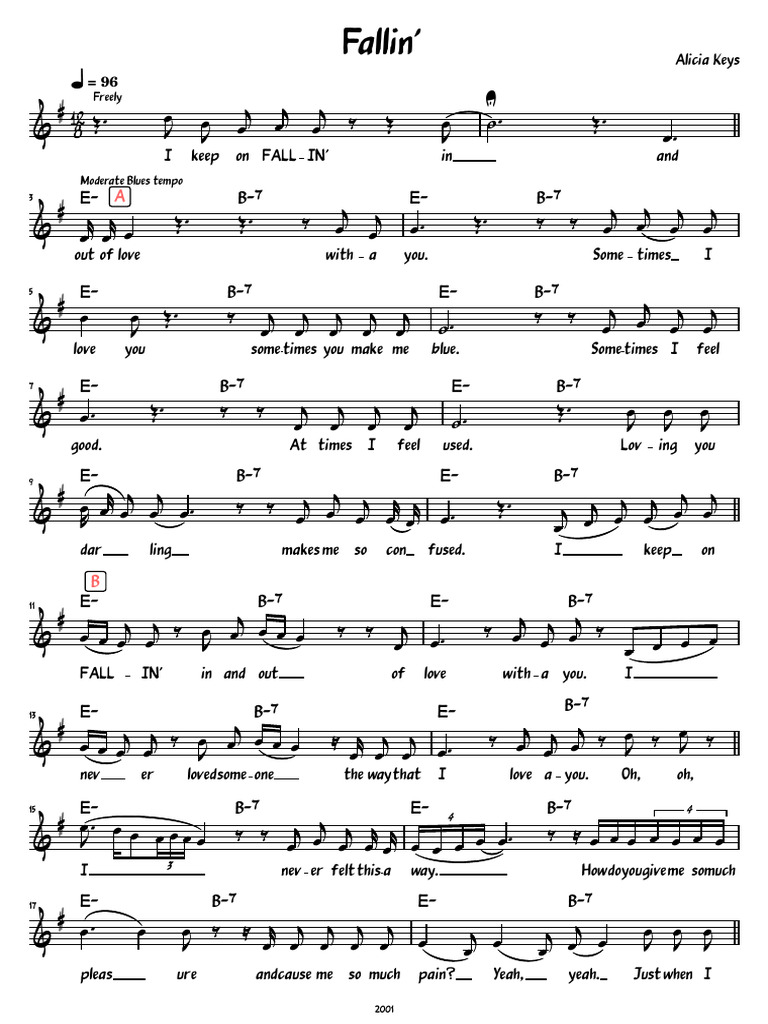 Fallin Lead Sheet | Download Free PDF | Number One Singles | Songs Written