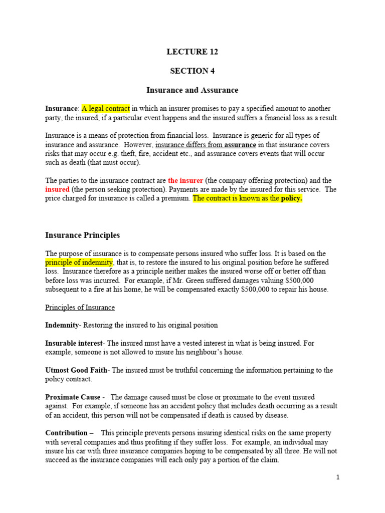 Principles of Business 4th Form | PDF | Insurance | Life Insurance
