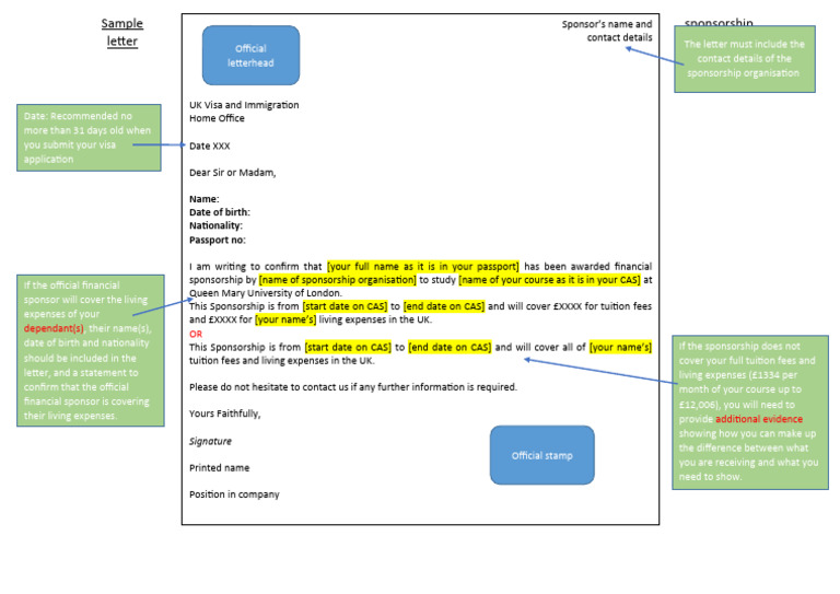 Sample Sponsorship Letter 2023 | PDF | International Law | Immigration