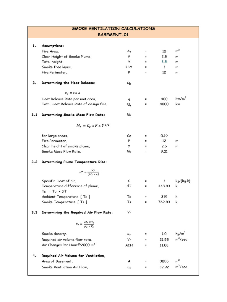Smoke Ventilation and Pressurization Calculations | PDF | Density | Ventilation (Architecture)