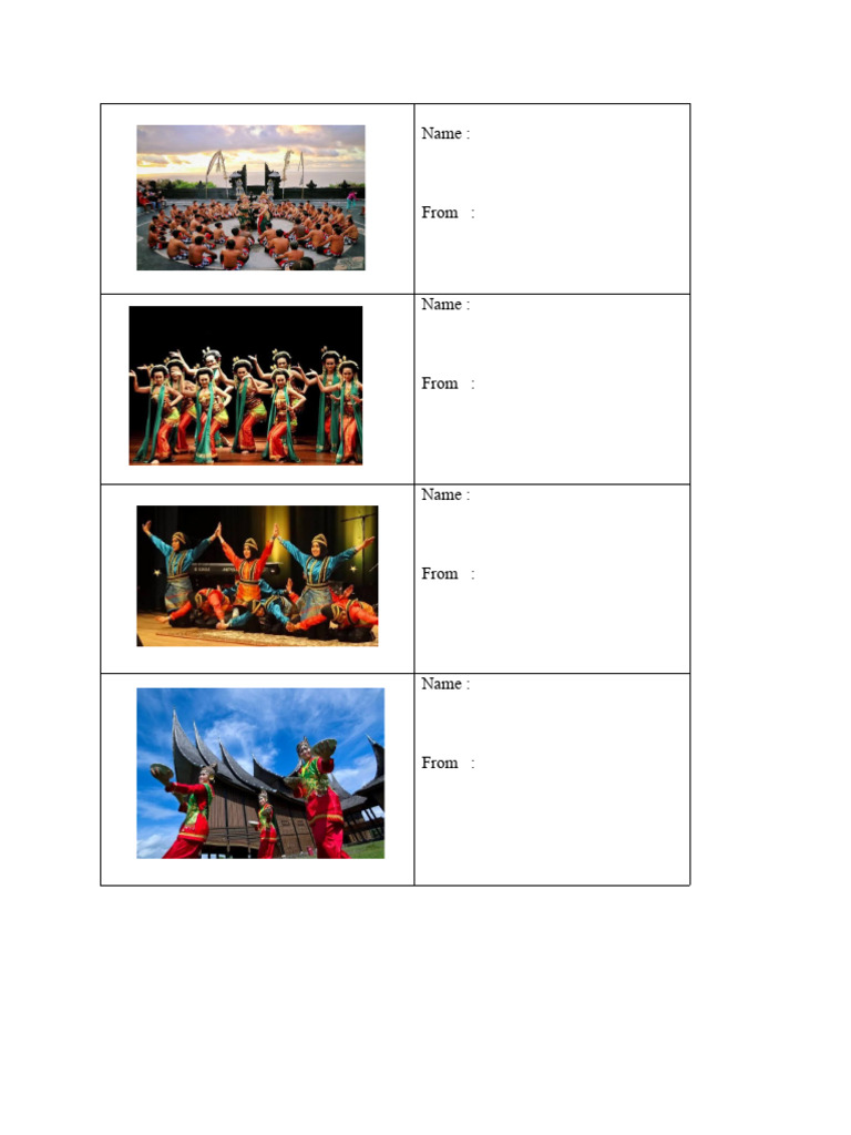 Traditional Dance Worksheet | PDF