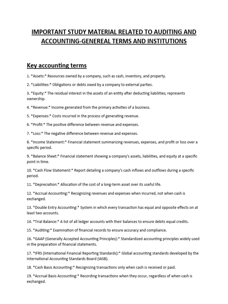 Accounting and Auditing Study Material | PDF | Financial Statement ...