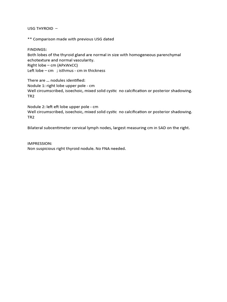 USG Thyroid Findings and Impression | PDF | Science & Mathematics