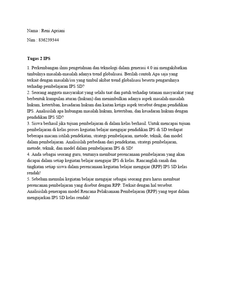 Tugas 2 IPS | PDF | Karier & Perkembangan | Kesehatan Holistik