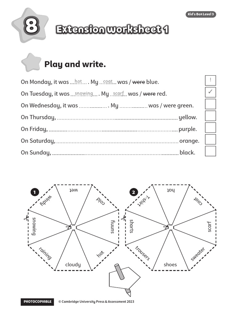 KidsBox Level3 Unit8 Extension Worksheet 1 | PDF