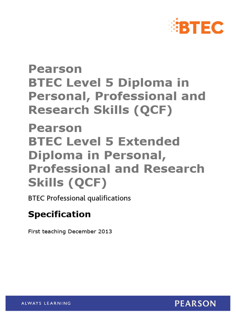 BTEC Prof L5 PPaRS | PDF | Educational Assessment | Vocational Education