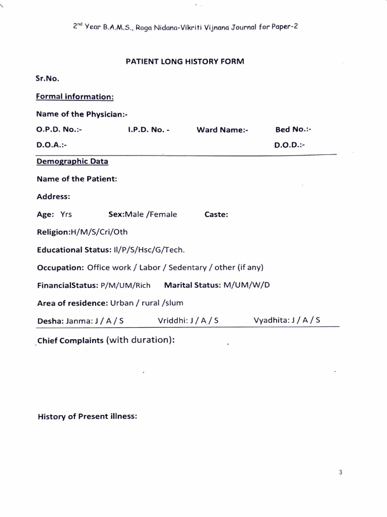 Long History Form | PDF | Medicine | Causes Of Death