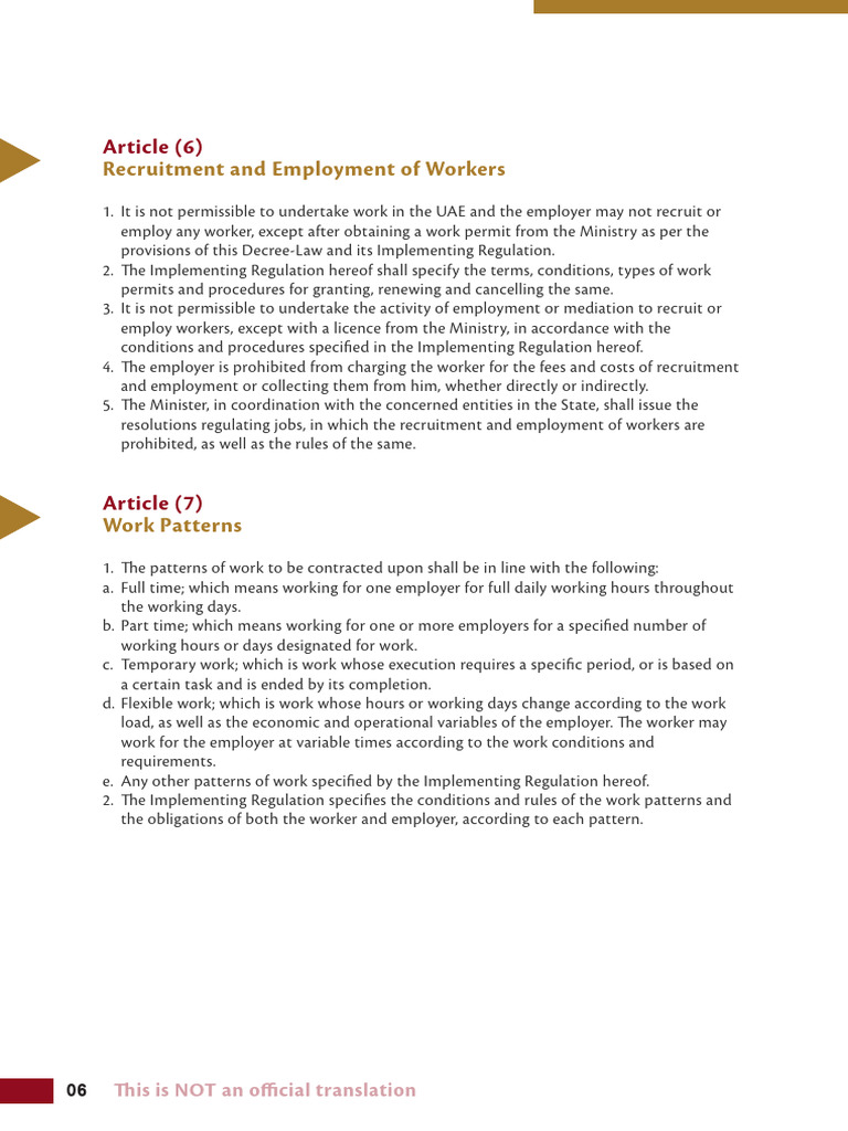 UAE Federal Decree-Law No. 33 Overview | PDF | Employment | Working Time