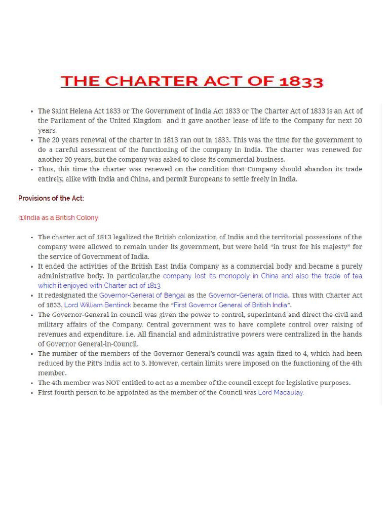 Charter of 1833 | PDF