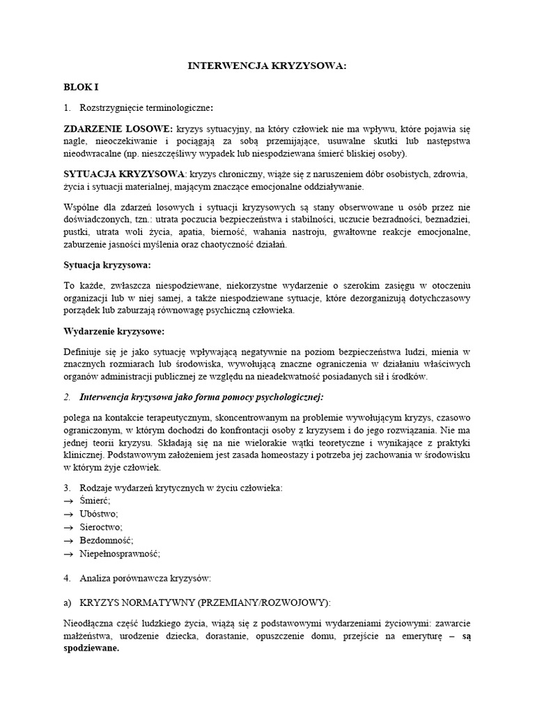 Interwencja Kryzysowa | PDF