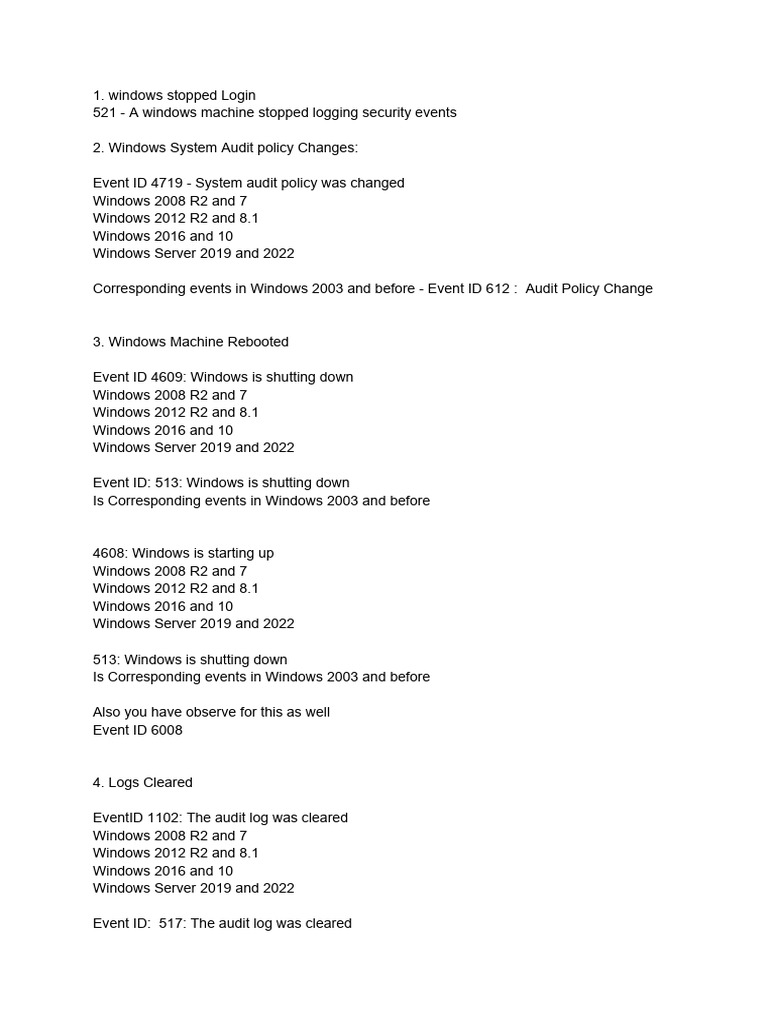 Windows Events | Download Free PDF | Login | Windows Server 2003