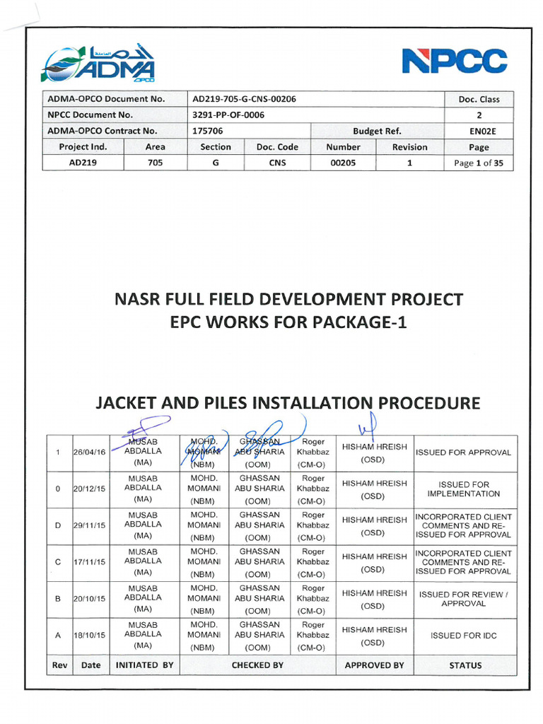 3291-Pp-Of-0006-Ver-C0100 - Jacket and Pile Inst - Procedure | PDF ...