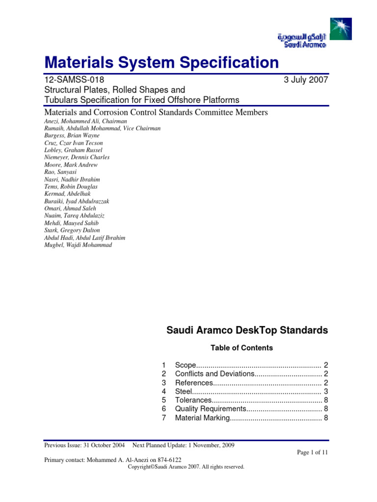 12 Samss 018 | PDF | Pipe (Fluid Conveyance) | Specification (Technical Standard)