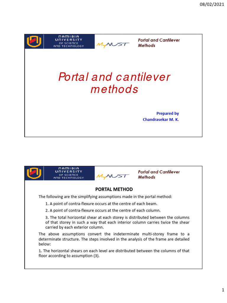 Portal and Cantilever Methods | PDF | Beam (Structure) | Classical Mechanics