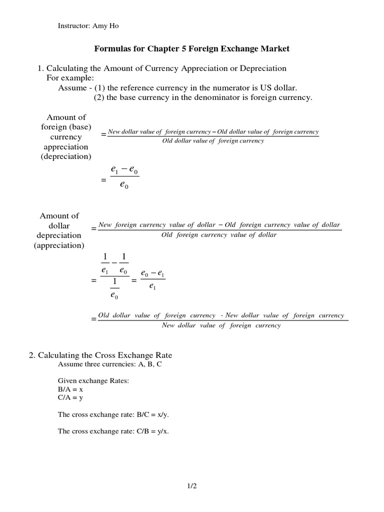 Formula - Chapter 05 Foreign Exchange Market | PDF | Exchange Rate ...