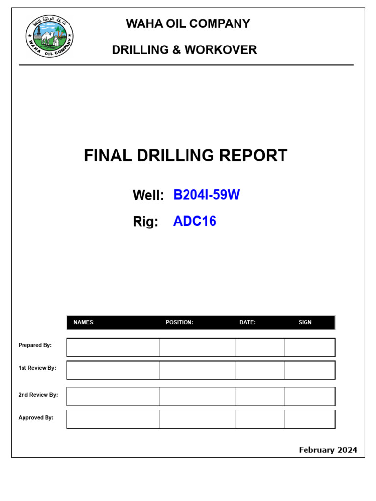 WAHA End Well Report B204i-59W | PDF | Oil Well | Casing (Borehole)