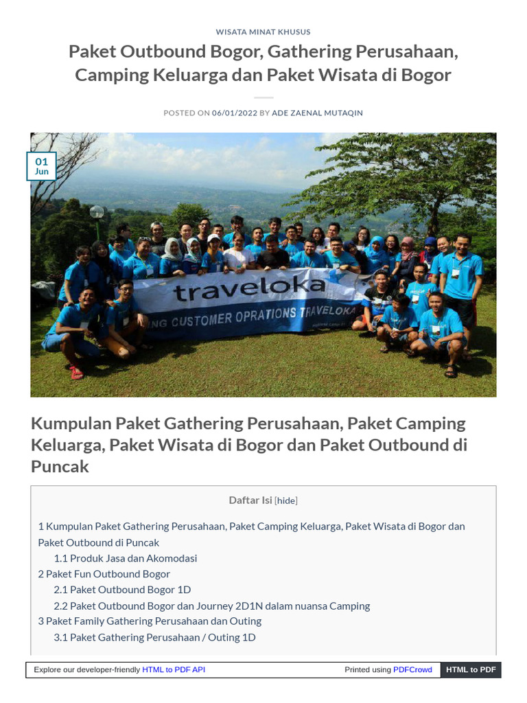 Paket Outbound Gathering Camping Keluarga | PDF