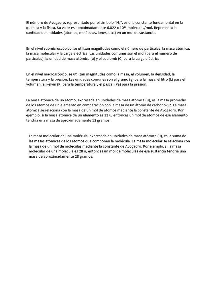 El Número de Avogadro | PDF | Gases | Mole (Unidad)