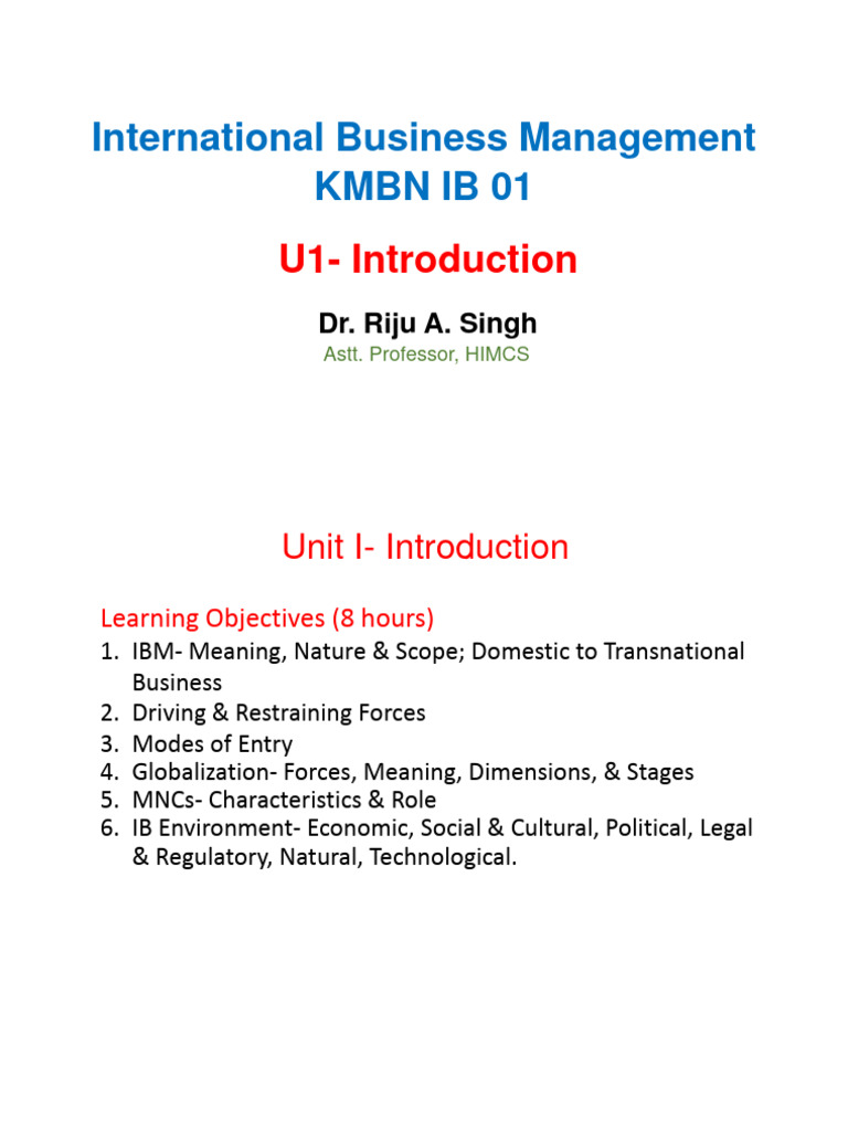 International Business Overview | PDF | Multinational Corporation | Market (Economics)