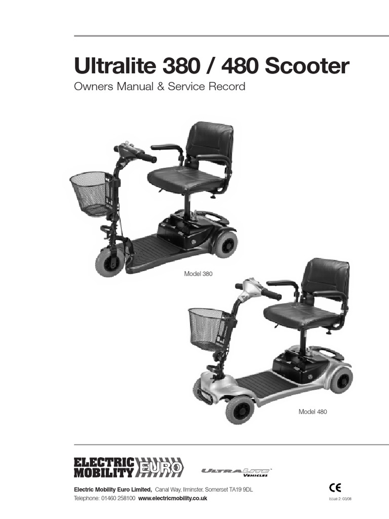 Ultralite 380 & 480 Scooter Manual | PDF | Battery Charger ...