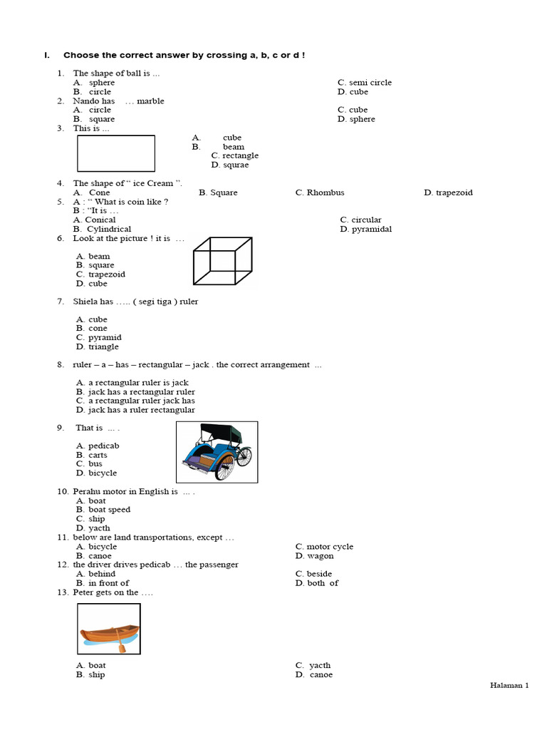 Shapes and Transportation Quiz | PDF | Rectangle | Shape