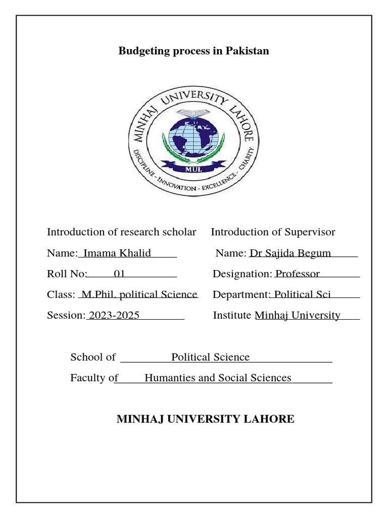 Budgeting Process in Pakistan (Assigment) PDF | PDF | Budget ...