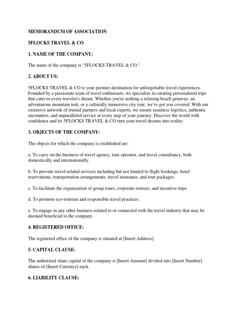 Memorandum of Association | PDF | Economies | Business