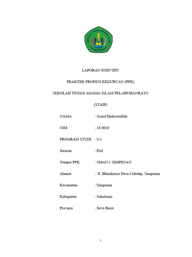 Laporan PPK Syarif Hidayatulloh | PDF