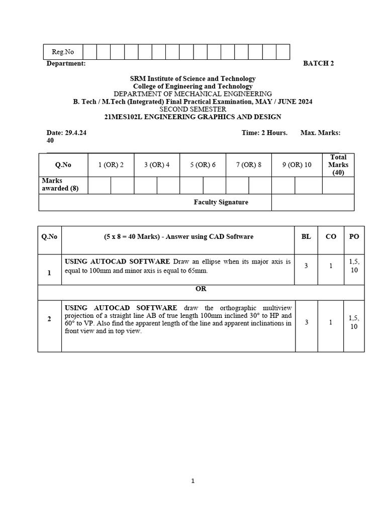 Engineering Graphics Exam Overview | PDF | Geometric Shapes | Euclidean ...