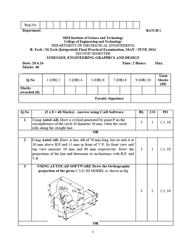 21mes102l-Egd-Practical Test Batch 1 | PDF | Geometric Shapes ...