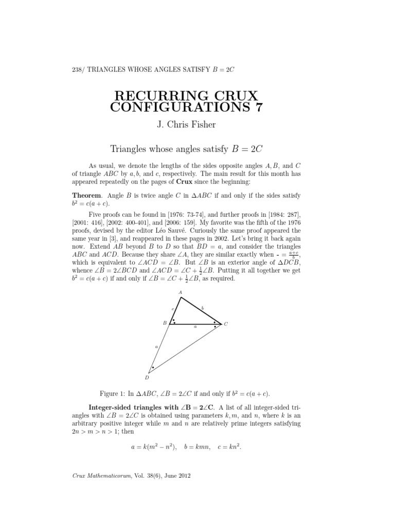 Recurring Crux Configurations 7 B 2C 38.6 | PDF | Triangle | Euclid