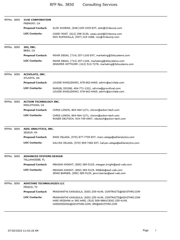 RFP 3850 for Consulting Services | PDF