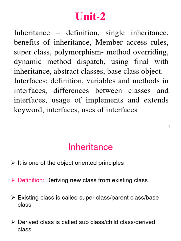 JAVA Unit 2 | PDF | Inheritance (Object Oriented Programming) | Class ...