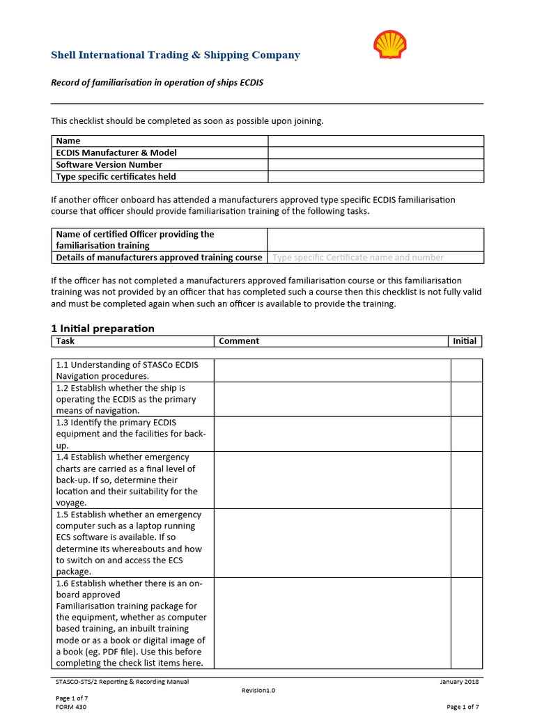 Form 430 ECS Familiarisation Checklist | PDF | Computing | Computer Science
