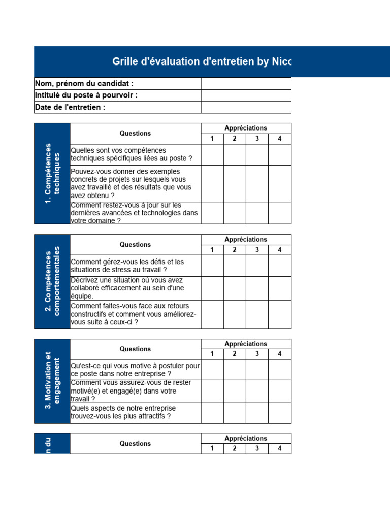 Grille d'évaluation d'entretien candidat | PDF | Entretien d'embauche