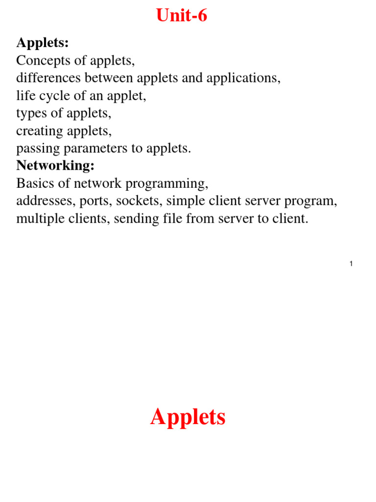 Java Unit 6 Pdf Port Computer Networking Network Socket 1701
