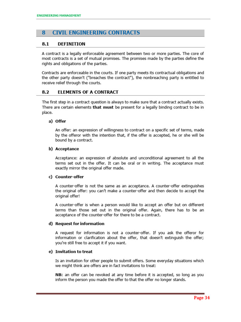 8 Civil Engineering Contracts | PDF | Offer And Acceptance | Contract Law