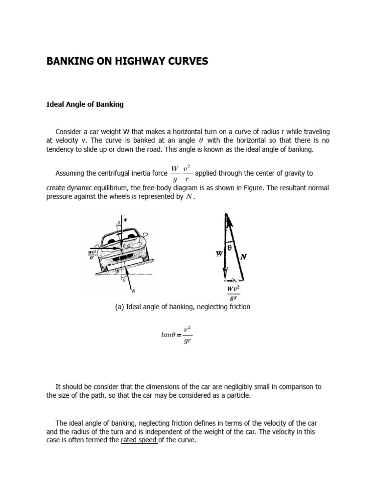 Banking Angles for Highway Curves | PDF | Mechanics | Classical Mechanics